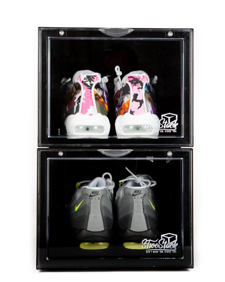 Shoe Storage Boxes | Black Front View Shoe Crates