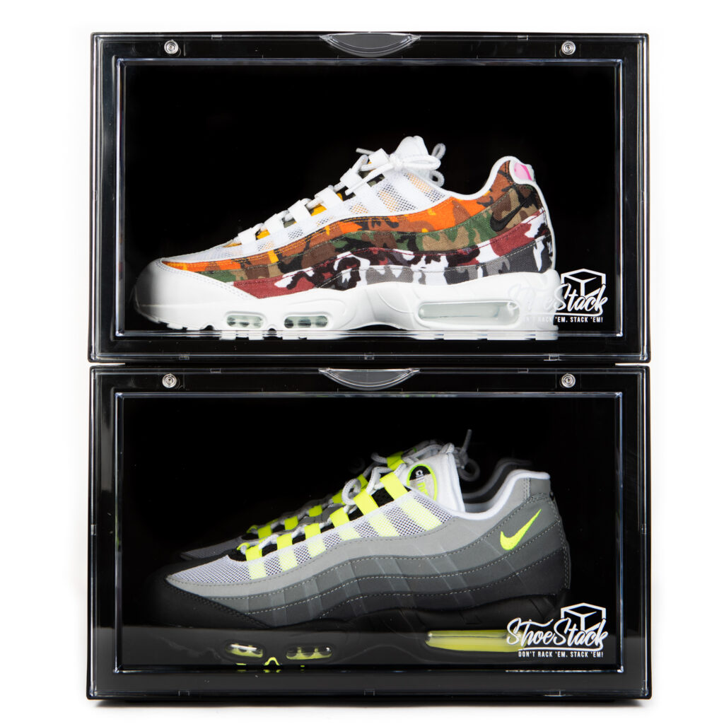 Shoe Storage Boxes | Black Side View Shoe Crates | Stackable