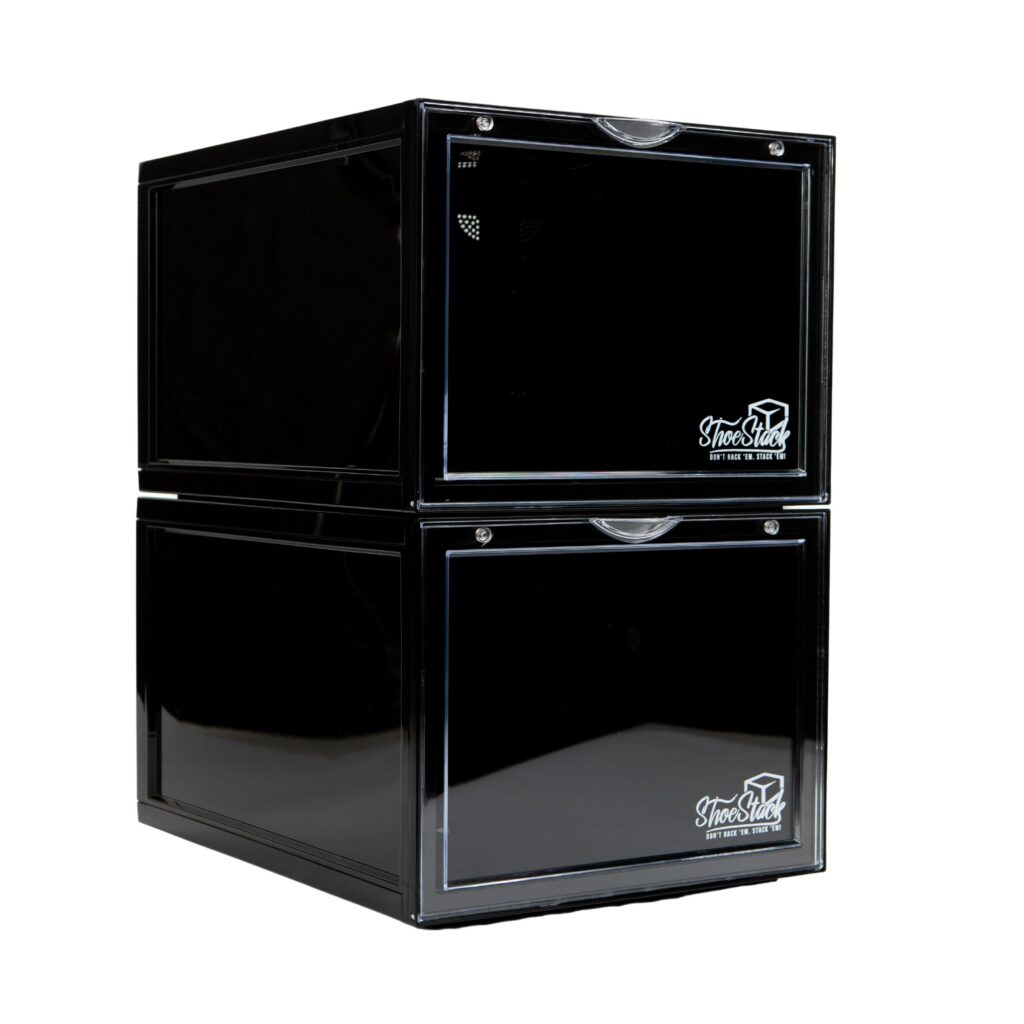 Shoe Storage Boxes | Black Front View Shoe Crates