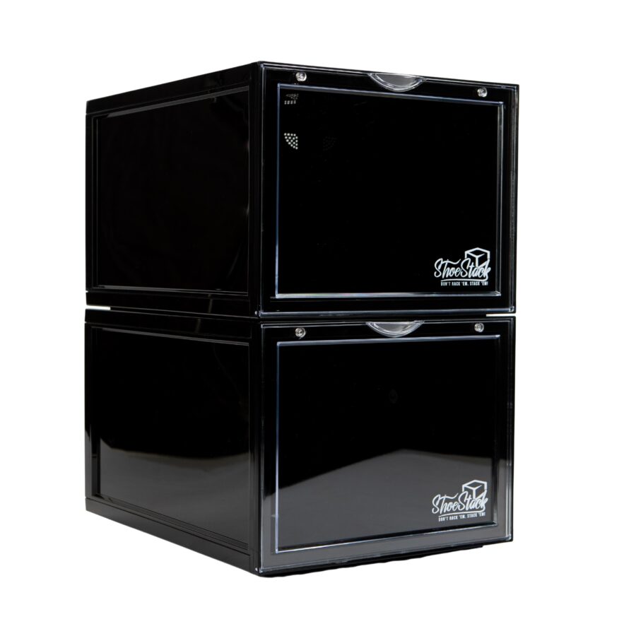 Shoe Storage Boxes | Black Front View Shoe Crates