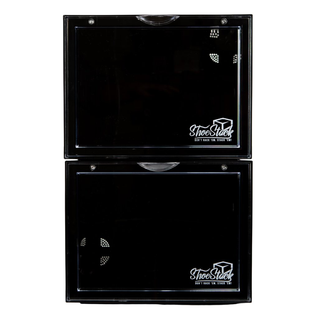 Shoe Storage Boxes | Black Front View Shoe Crates