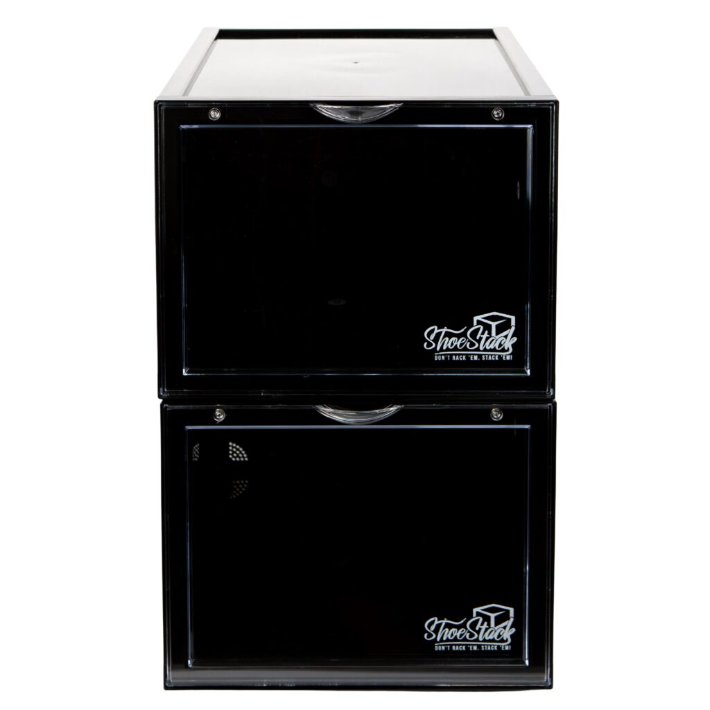 Shoe Storage Boxes | Black Front View Shoe Crates