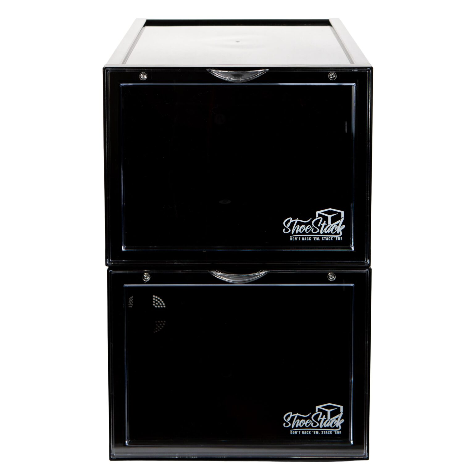 Shoe Storage Boxes | Black Front View Shoe Crates