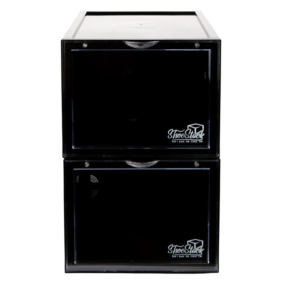 Shoe Storage Boxes | Black Front View Shoe Crates