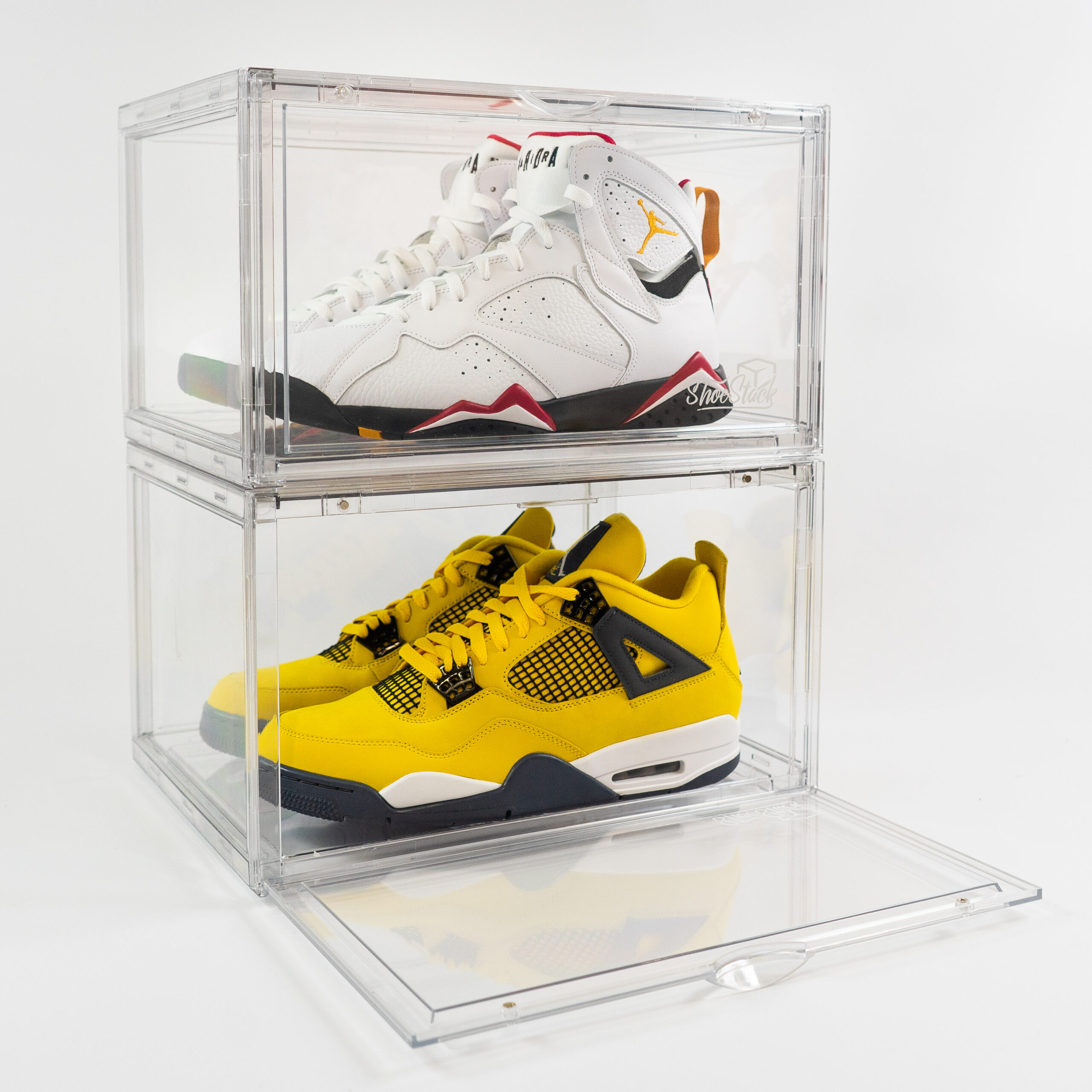 Acrylic 360° | Large Ultra Clear Side Drop Shoe Crates | X2 Pack