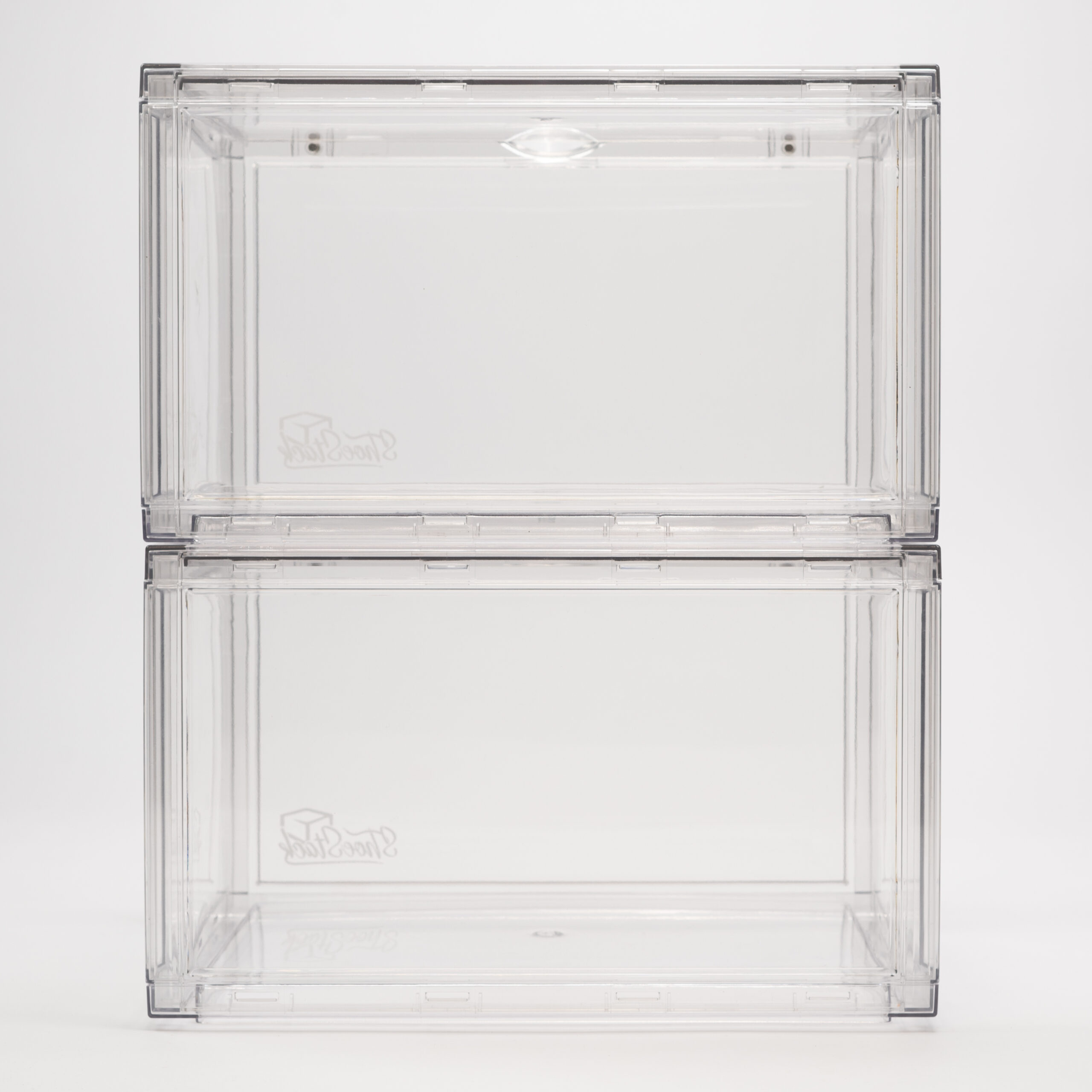 Acrylic 360° | Large Ultra Clear Side Drop Shoe Crates | X2 Pack