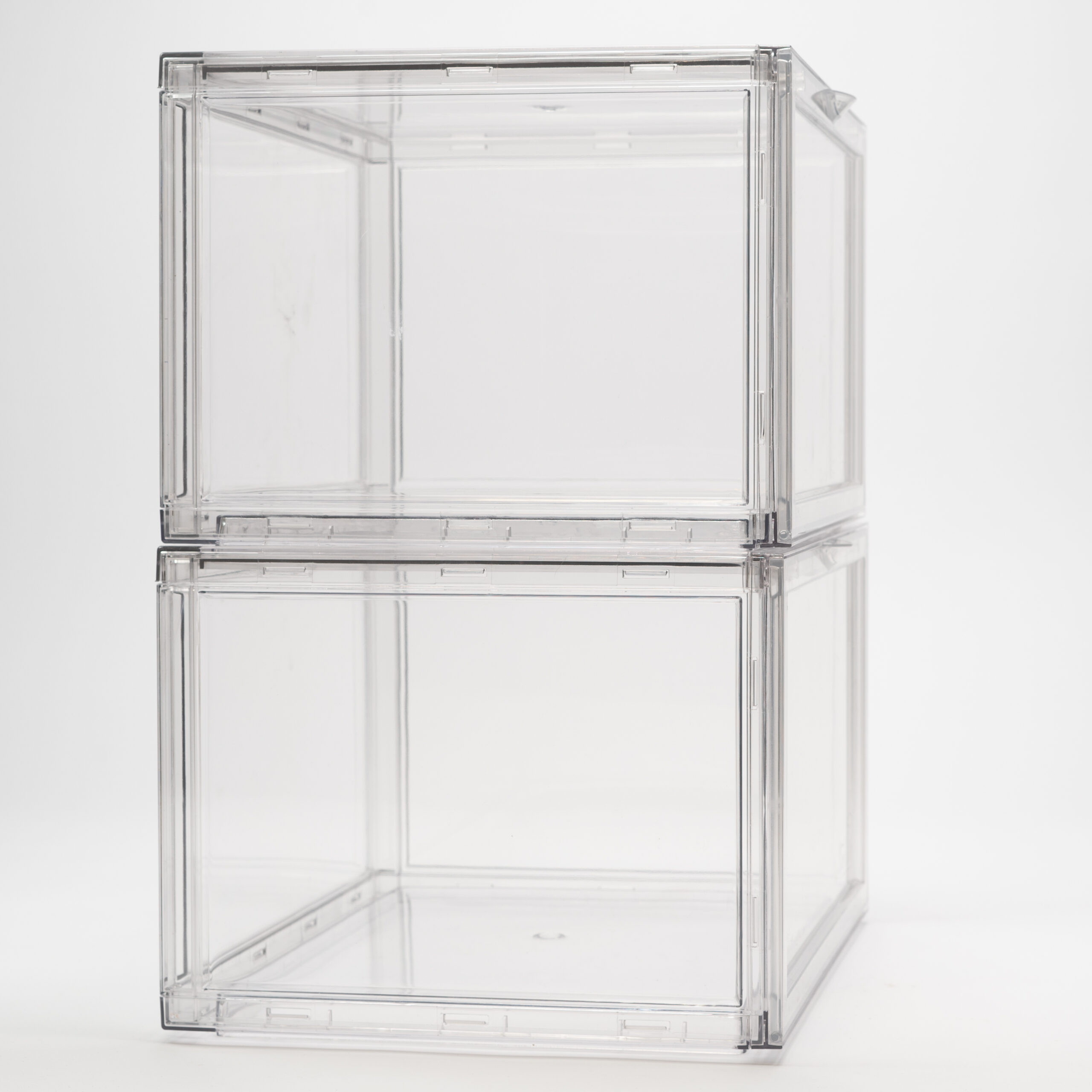 Acrylic 360° | Large Ultra Clear Side Drop Shoe Crates | X2 Pack