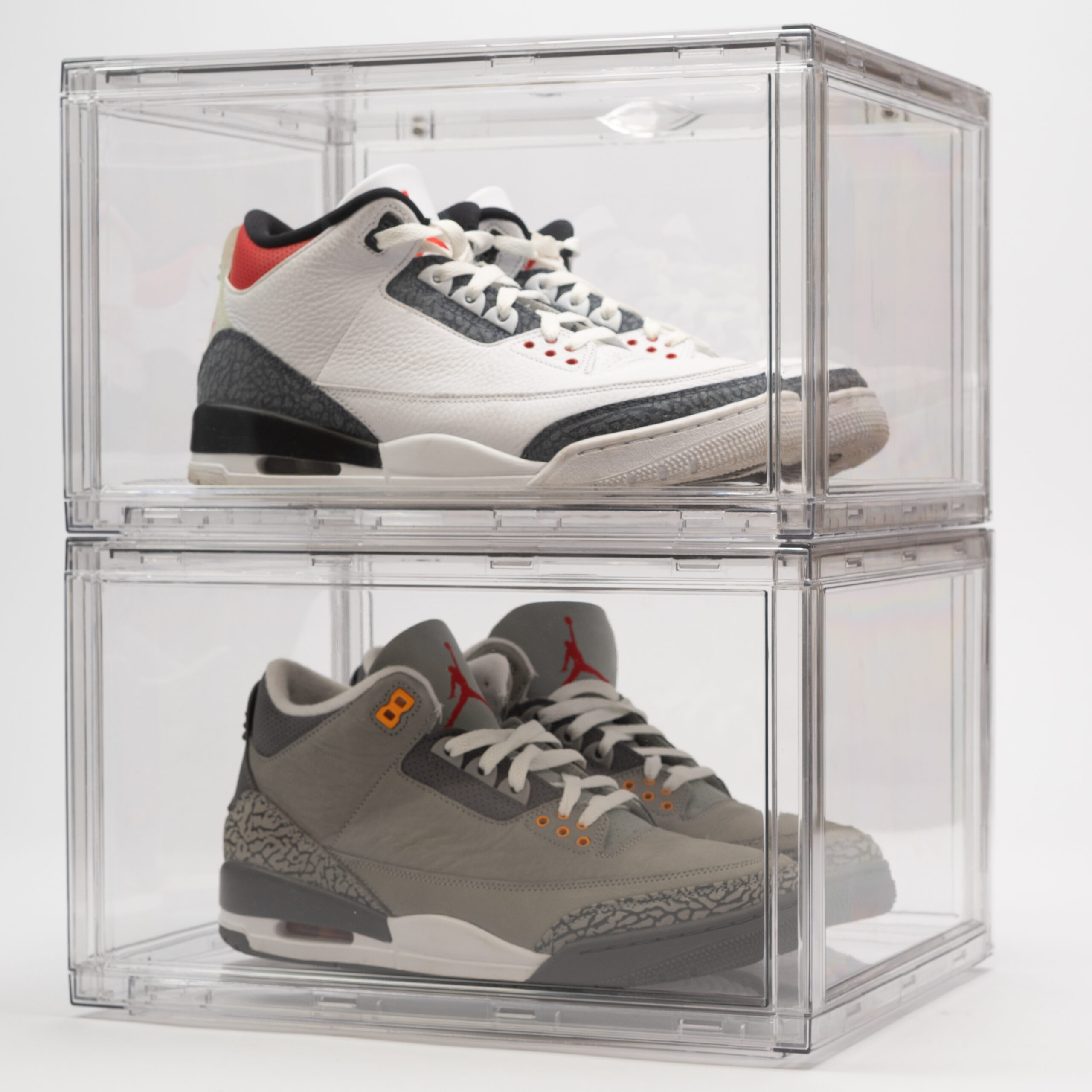 Acrylic 360° | Large Ultra Clear Side Drop Shoe Crates | X2 Pack