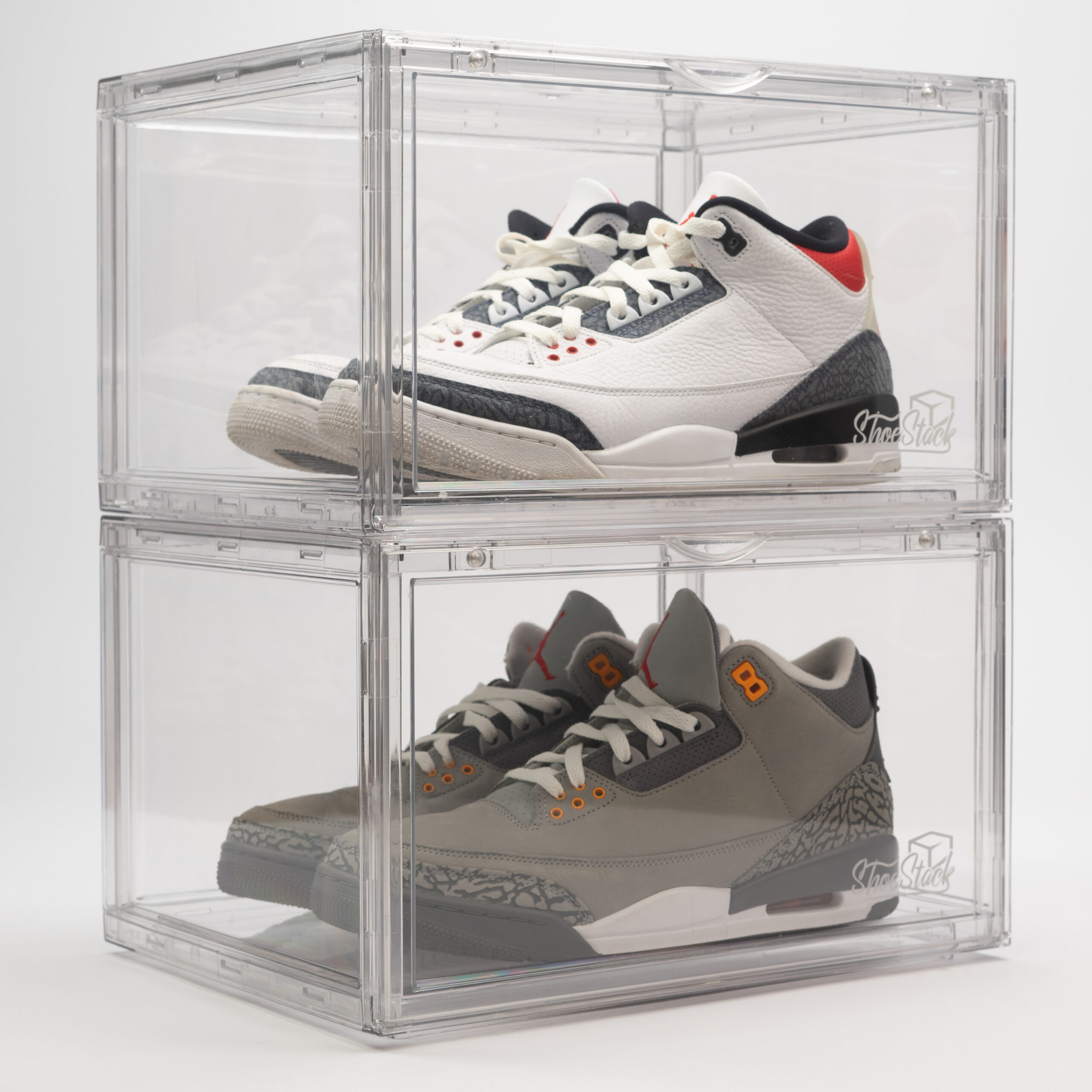 Acrylic 360° | Large Ultra Clear Side Drop Shoe Crates | X2 Pack
