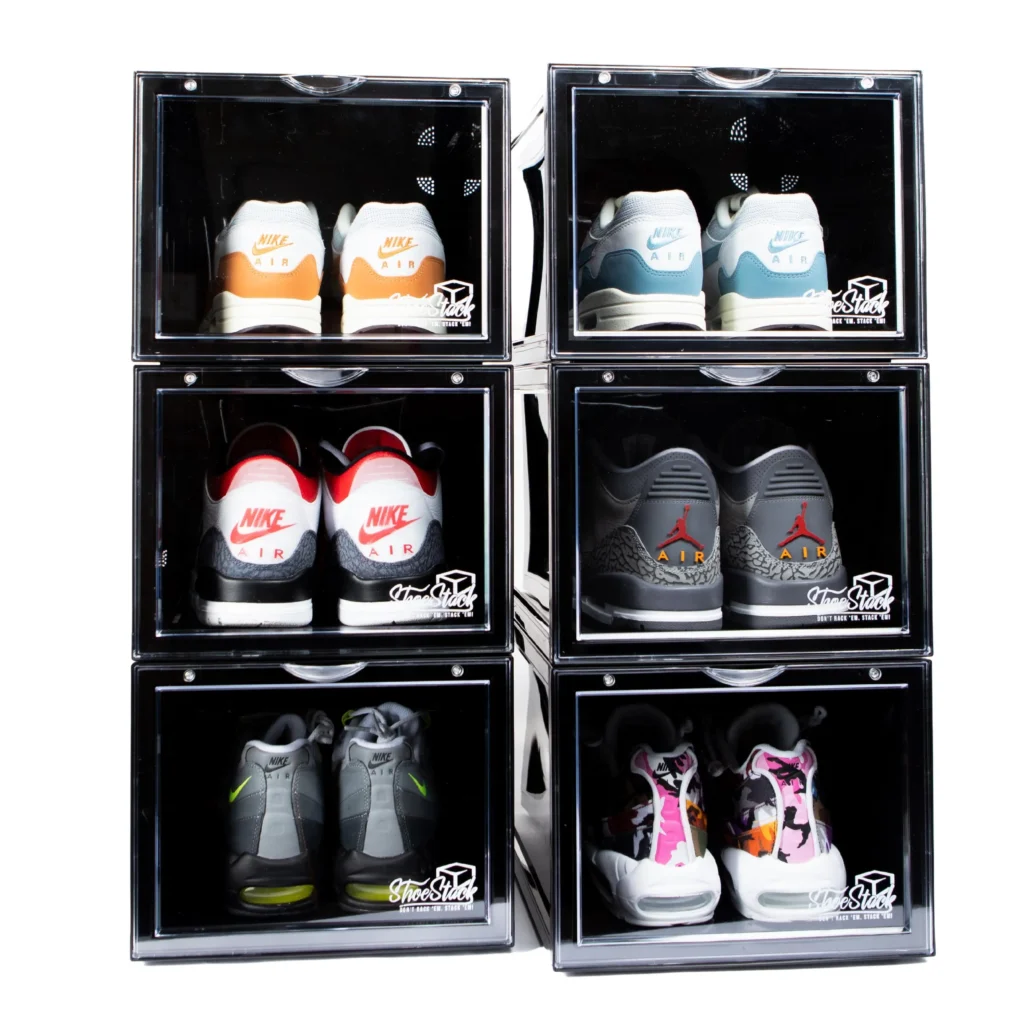 Shoe Storage Boxes | Shoe Organiser Bundle | Black Front View