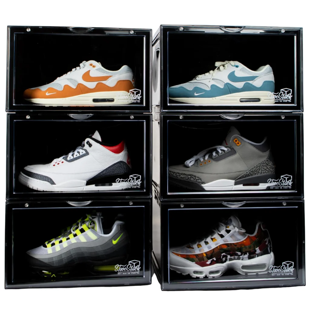 Shoe Storage Boxes | Shoe Organiser Bundle | Black Side View ...
